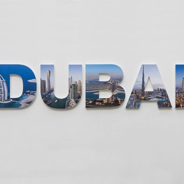Self-adhesive Dubai sign | Embossed channel letters | Media Design