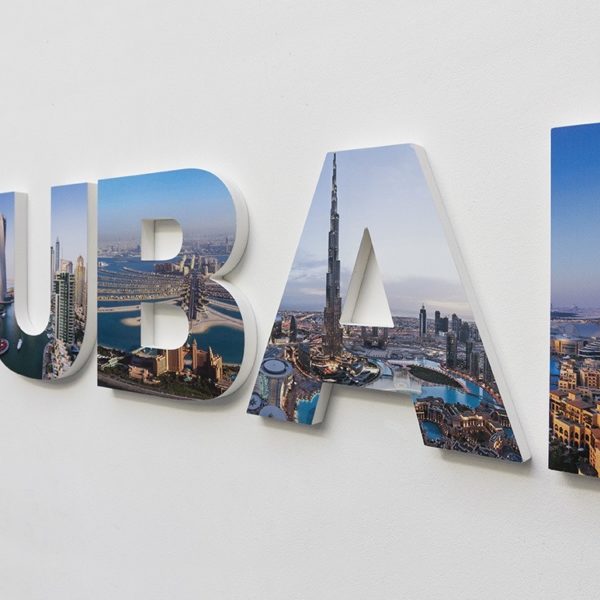 Self-adhesive Dubai sign | Embossed channel letters | Media Design