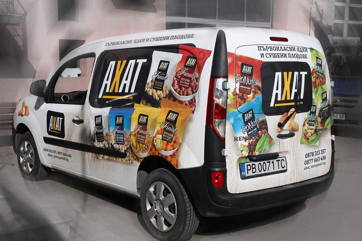 Branding company car - AXAT nuts | Car branding | Outdoor ads