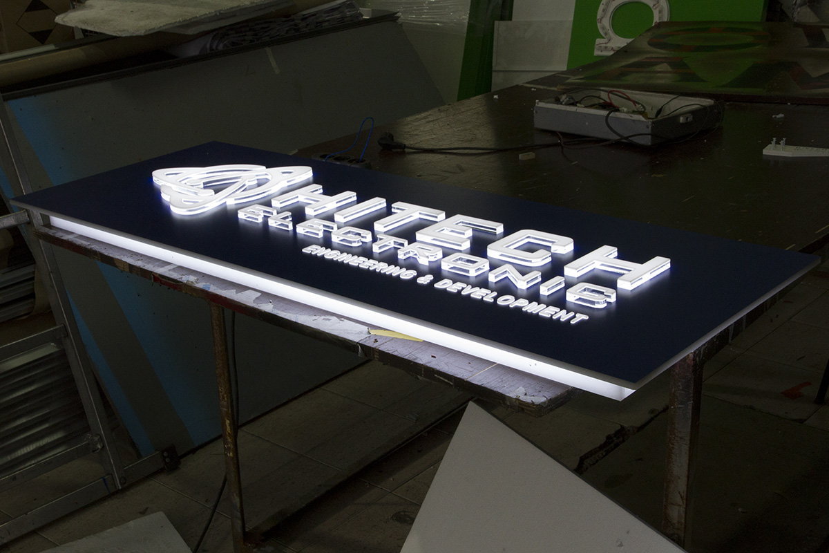 Illuminated acrylic face sign for Hitech Electronic | Signs