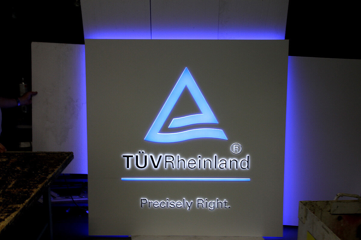 Illuminated acrylic face sign with embossed letters - TUV Rheinland