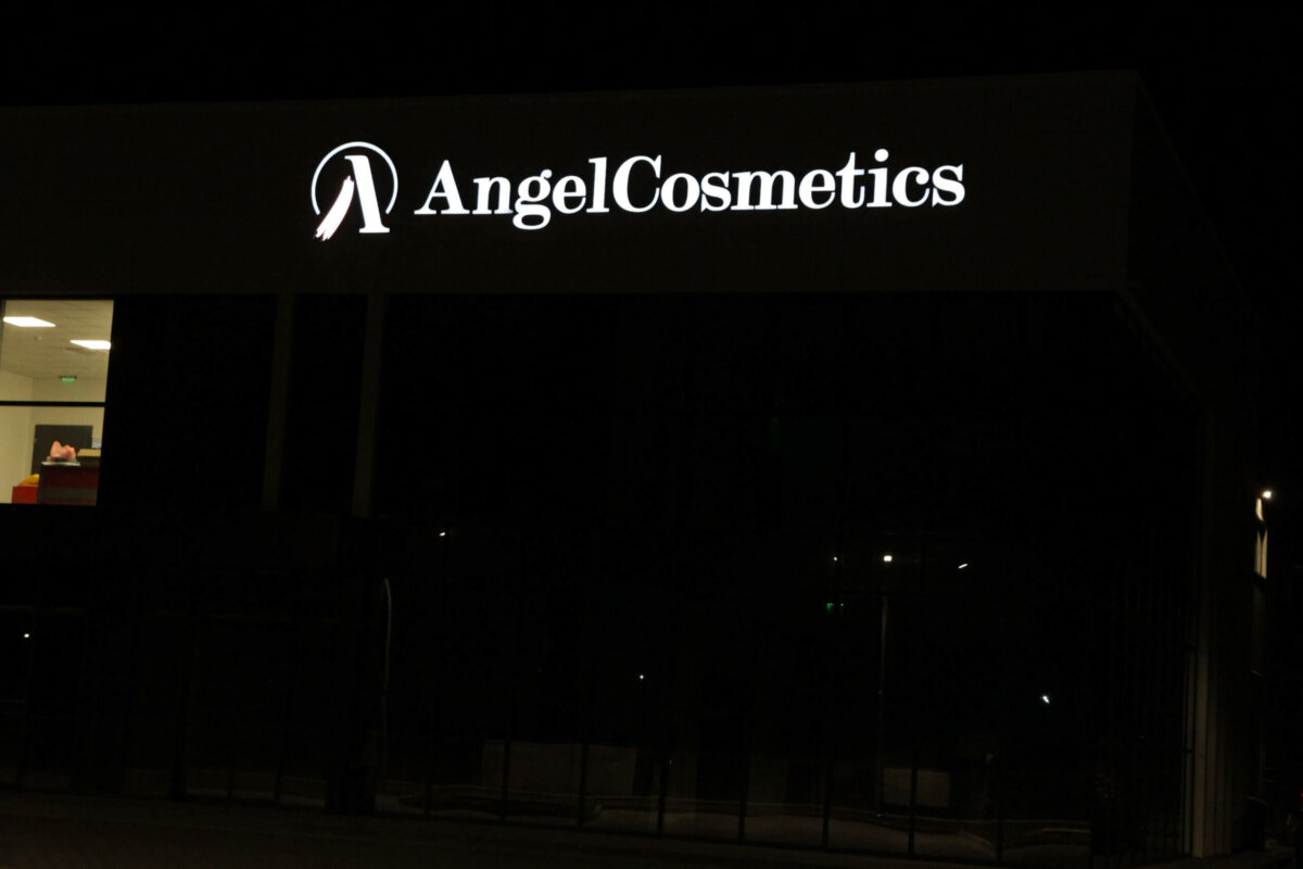 Illuminated channel letters and logo - Angel Cosmetics