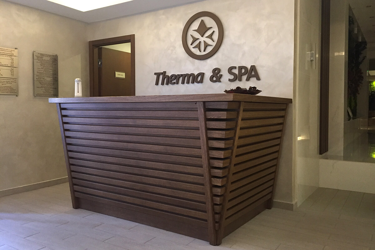 Embossed channel letters Therma & SPA for SPA Hotel Ismena
