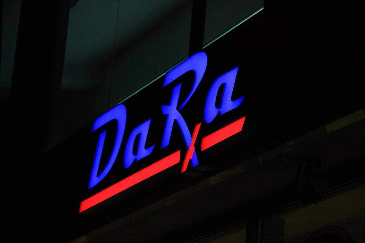 Illuminated cross and channel letters for Dara Pharmacy