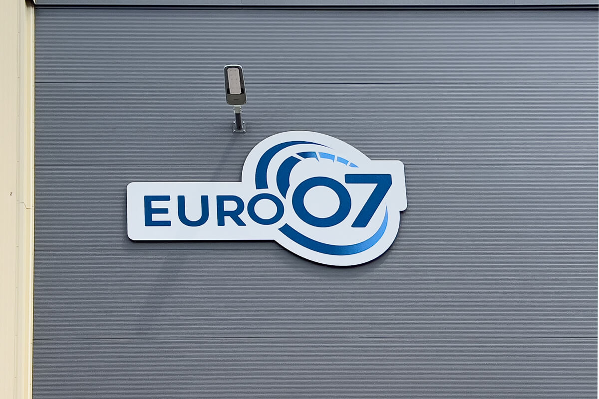 Etalbond sign with company logo for EURO07 warehouse, Sofia