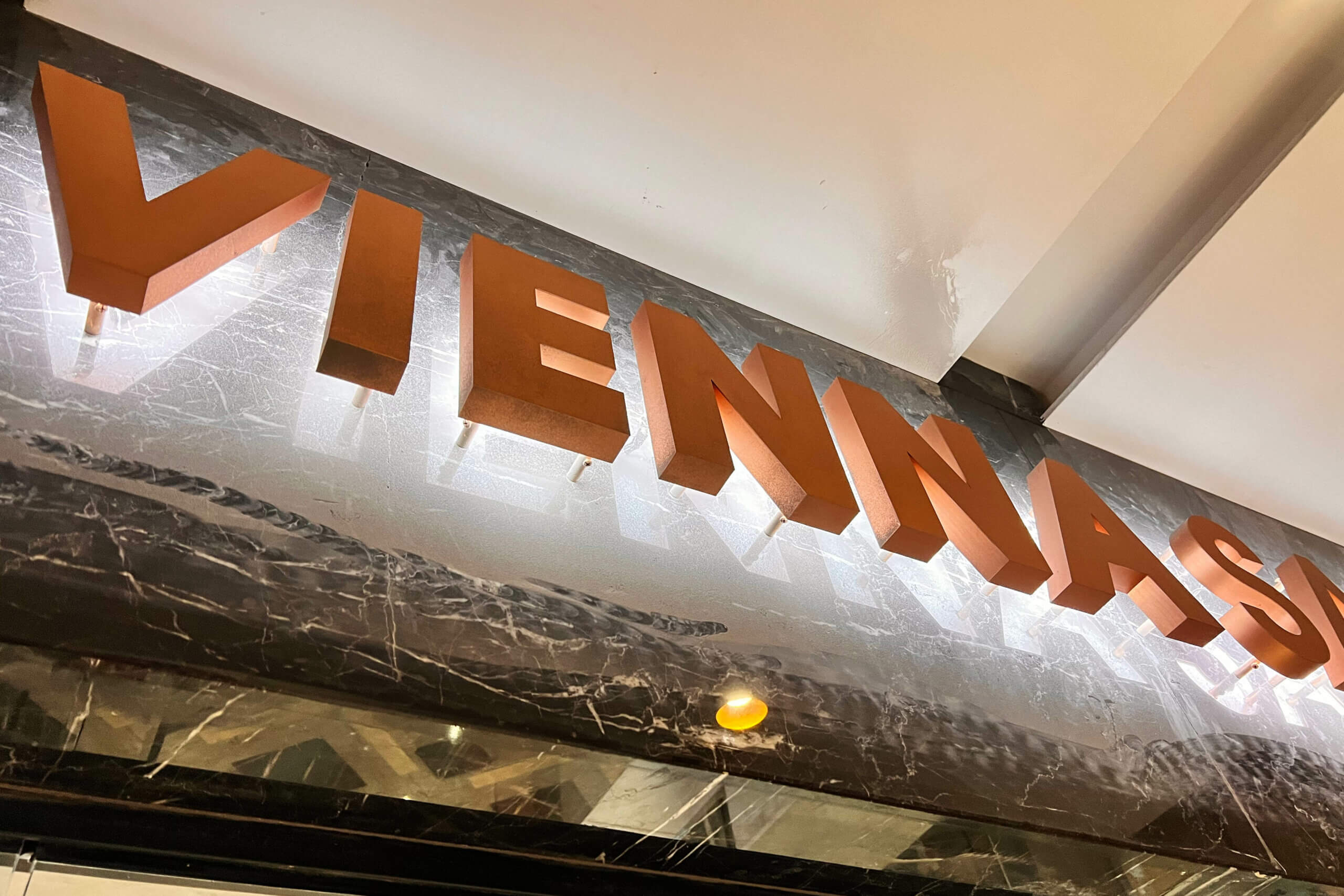 Illuminated copper channel letters for SPA Hotel Sante, Velingrad