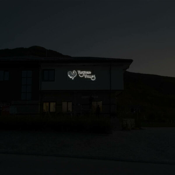 Illuminated inox channel letters Yustina Villas with a beautiful halo